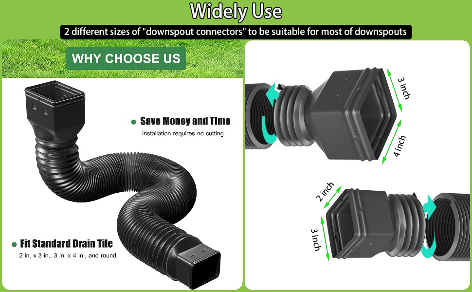 HAHOME 2 Pack Rain Gutter Downspout Extensions,Drain Downspout Extender ...