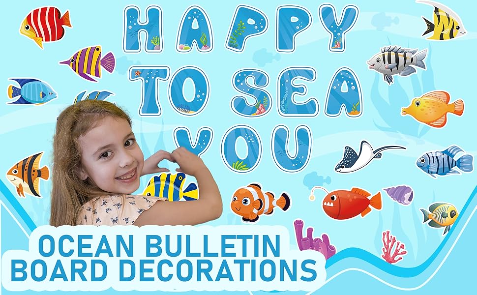 Amazon.com: Bulletin Board Decorations Summer Cutouts Chalkboard Under ...