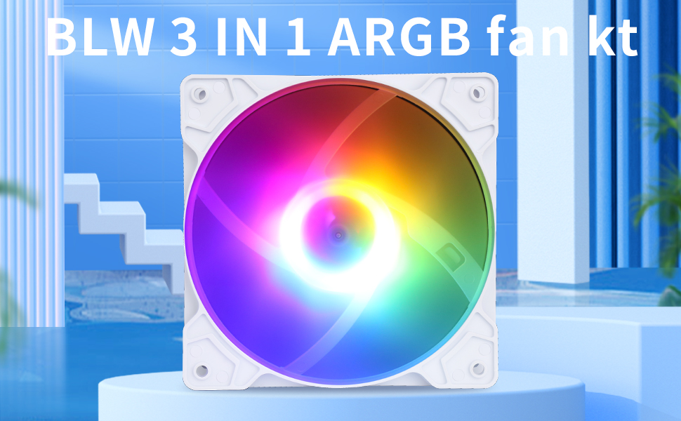 SAMA BLW 3 in 1 ARGB PC Case Fans with Fan Hub 120mm Fan 12V 5V 3Pin High Performance High ...