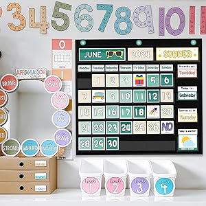 Amazon.com: Classroom Calendar Pocket Chart Display And Weather Station ...