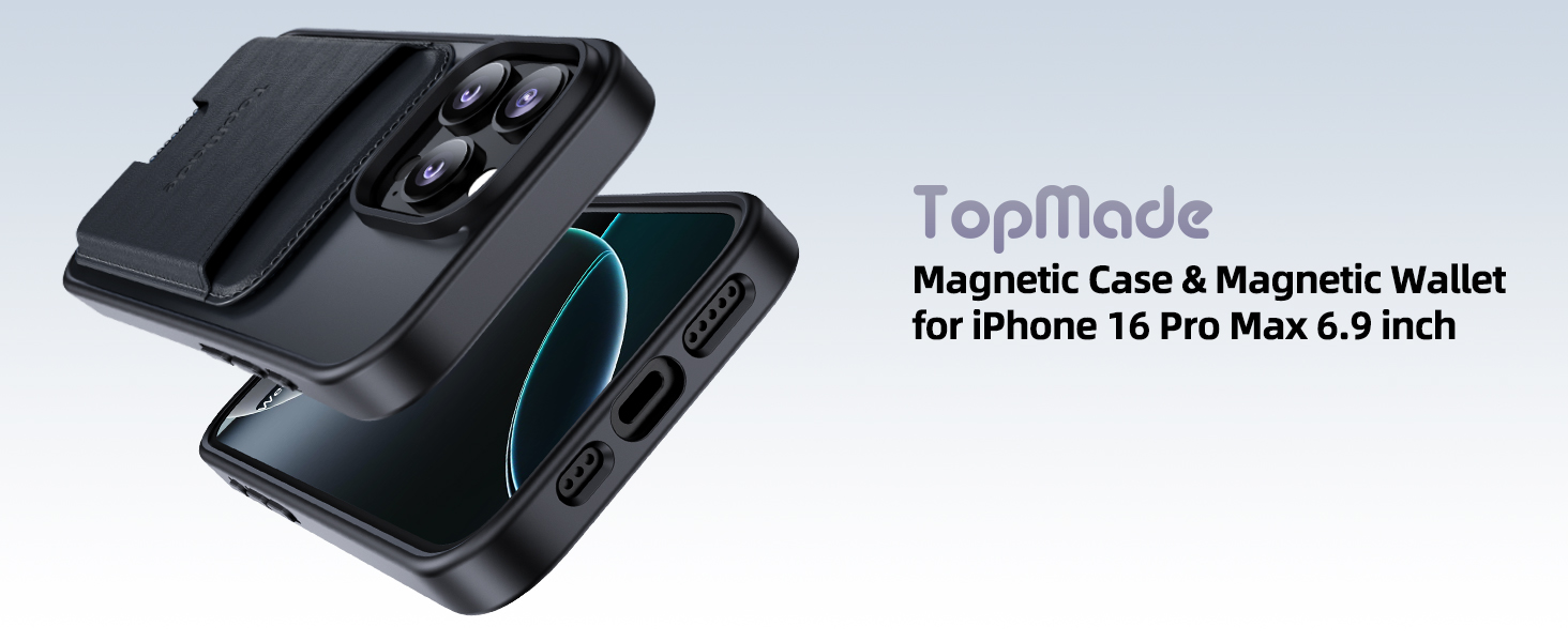 Amazon.com: TopMade Magnetic Case for iPhone 16 Pro Max with Detachable Wallet Card Holder ...