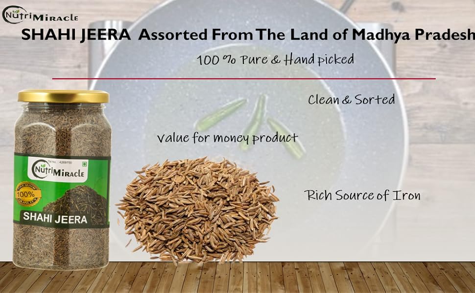 NUTRI MIRACLE Shahi Jeera/Caraway Seeds/Shah Jeera/Afghan Zeera/Royal Cumin,Premium Machine ...