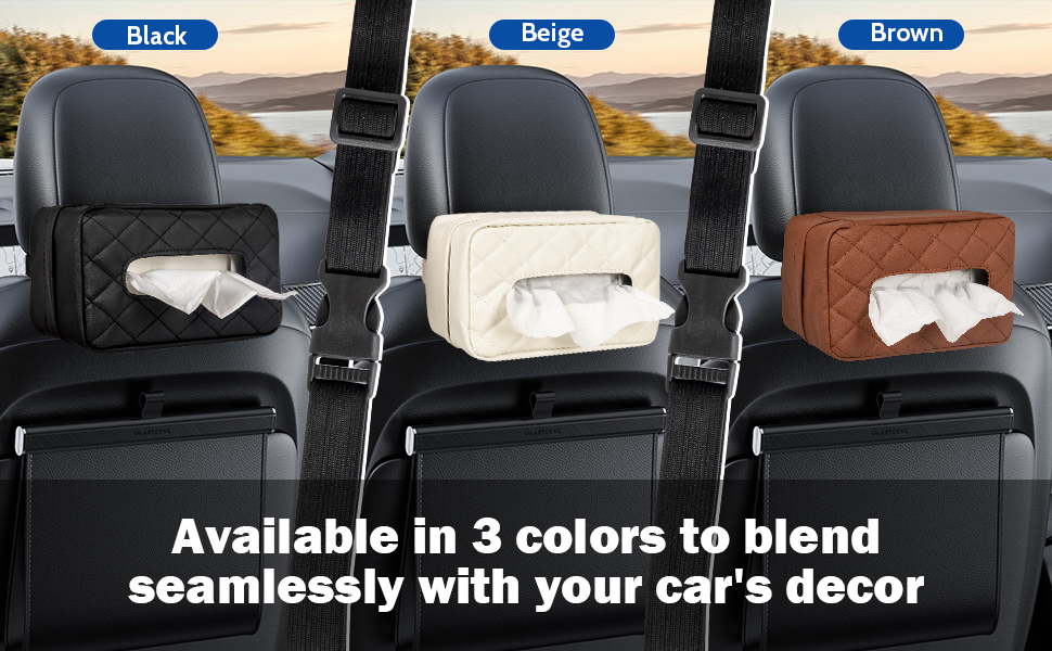 Car Tissue Holder, Standard PU Leather Napkin Organizer for Backseat, Extra Large Capacity Fits ...