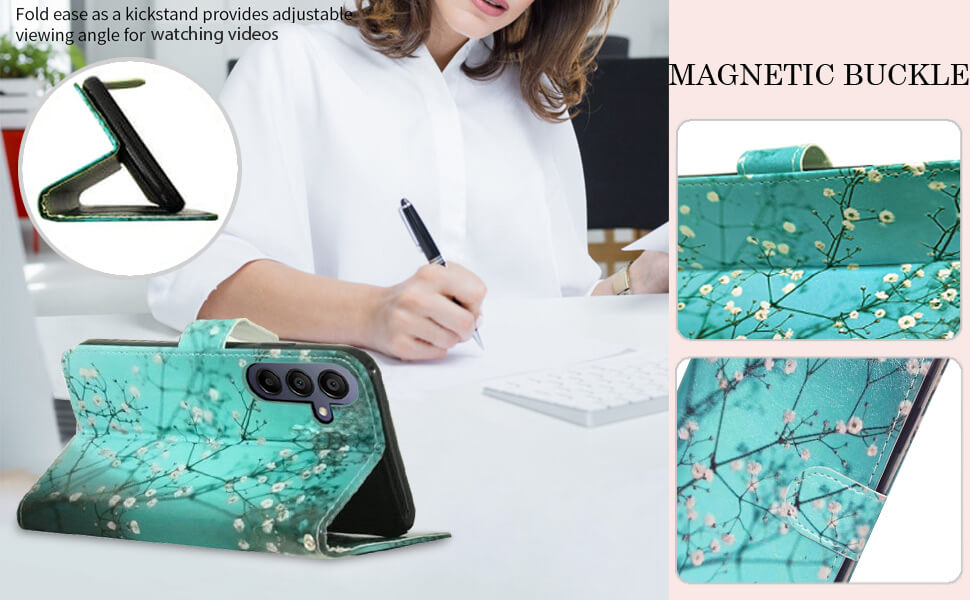 Amazon.com: JanCalm for Galaxy A15 5G Phone Case Wallet,Floral Pattern Cute for Samsung Galaxy ...