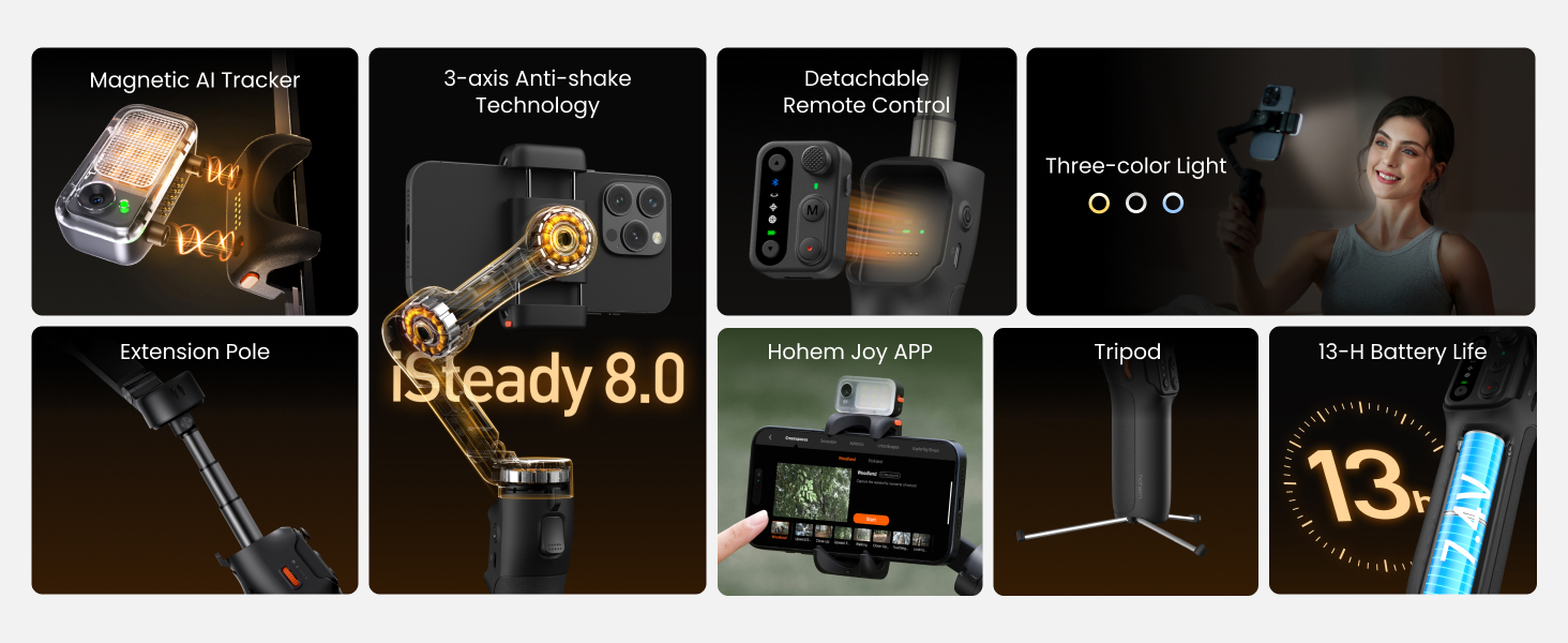 Amazon.com: Hohem iSteady V3 Gimbal Stabilizer for Smartphone, 3-Axis ...