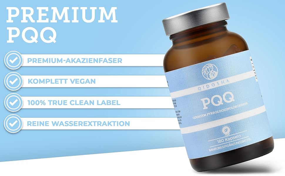 QIDOSHA® PQQ Kapseln hochdosiert, 180 Kapseln im Apothekerglas, 20 mg ...