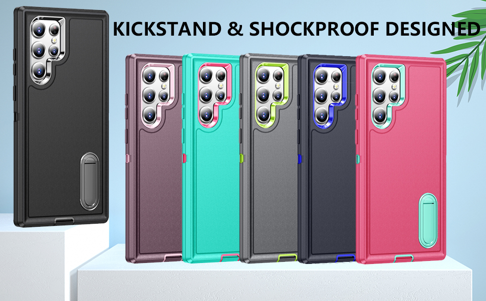Amazon.com: Fucozan for Samsung Galaxy S22 Ultra Case with Kickstand Case 3-Layer Military Grade ...