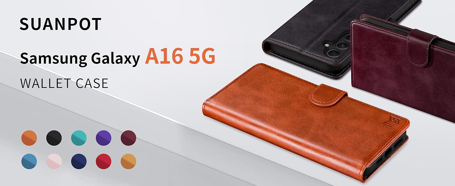Amazon.com: SUANPOT Compatible with Samsung Galaxy A16 5G Wallet case with RFID Blocking Credit ...