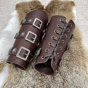 HiiFeuer Medieval PU Leather Buckle Arm Bracers, Knight LARP Retro ...