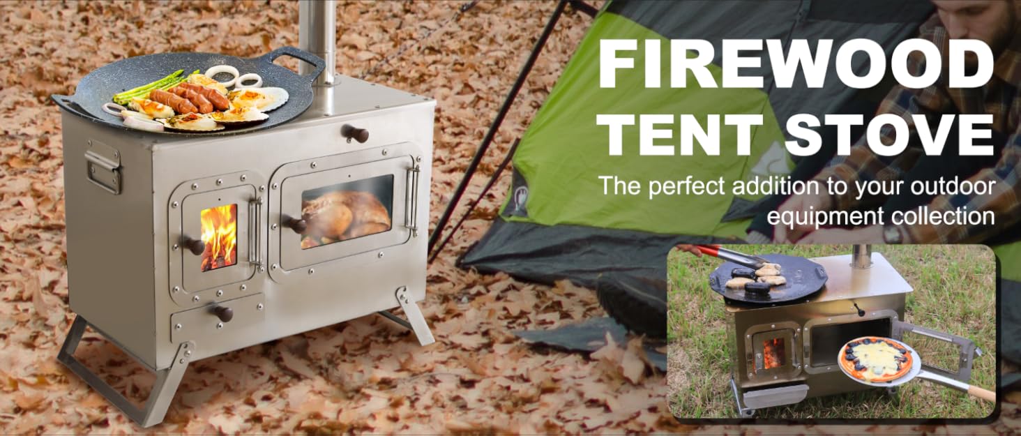 Wood Buring Stove Camping Stove for Outdoor Cooking BBQ Stainless Steel Quick Install Ultralight ...