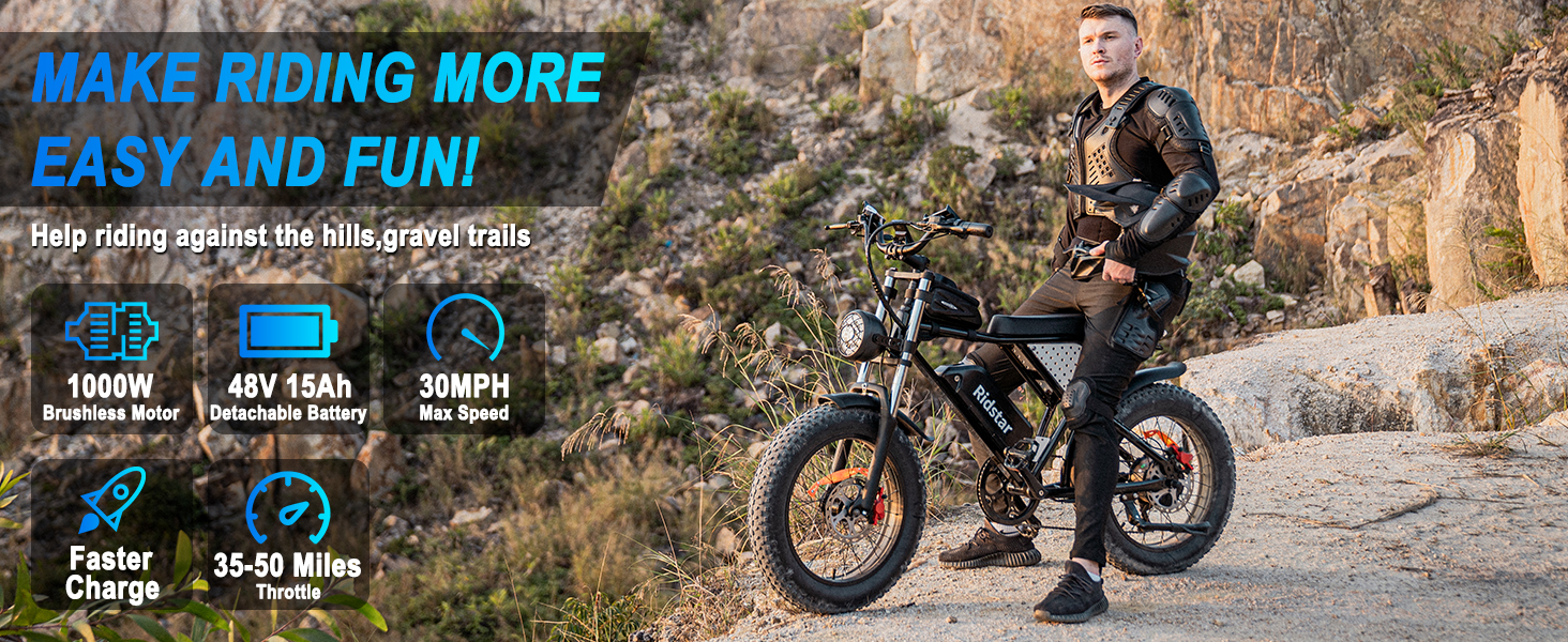 Amazon.com : YVY Electric Dirt Bike for Adults,1000W/1500W/2000W Motor 20" Fat Tire E Bike, Off ...