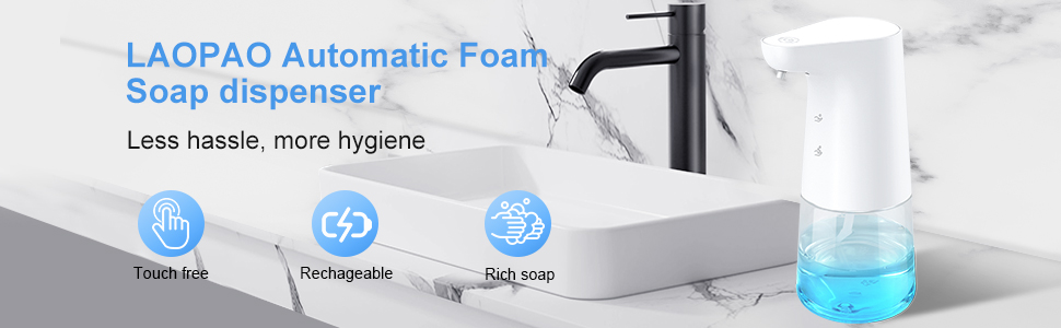 Amazon.com: Automatic Foaming Soap Dispenser: LAOPAO Touchless Hand Soap Dispenser for Kids Type ...