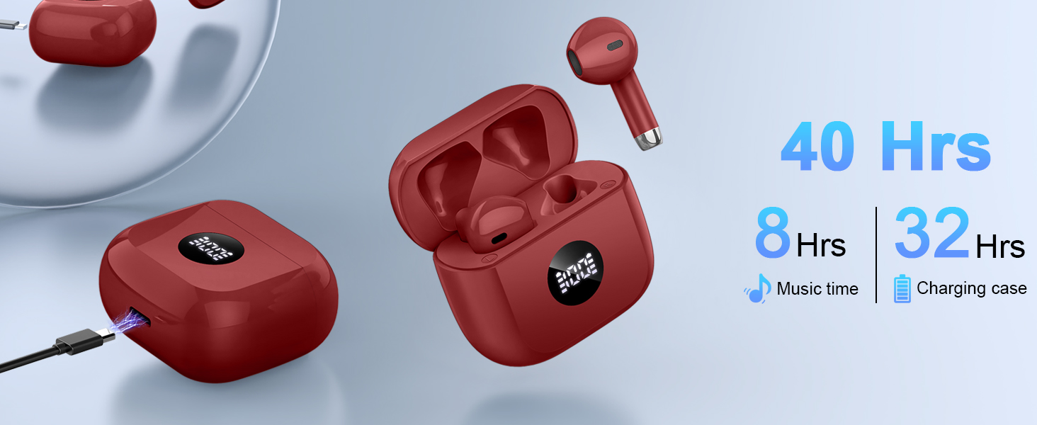 Amazon.com: Jxrev Wireless Earbuds, Bluetooth Headphones LED Power ...