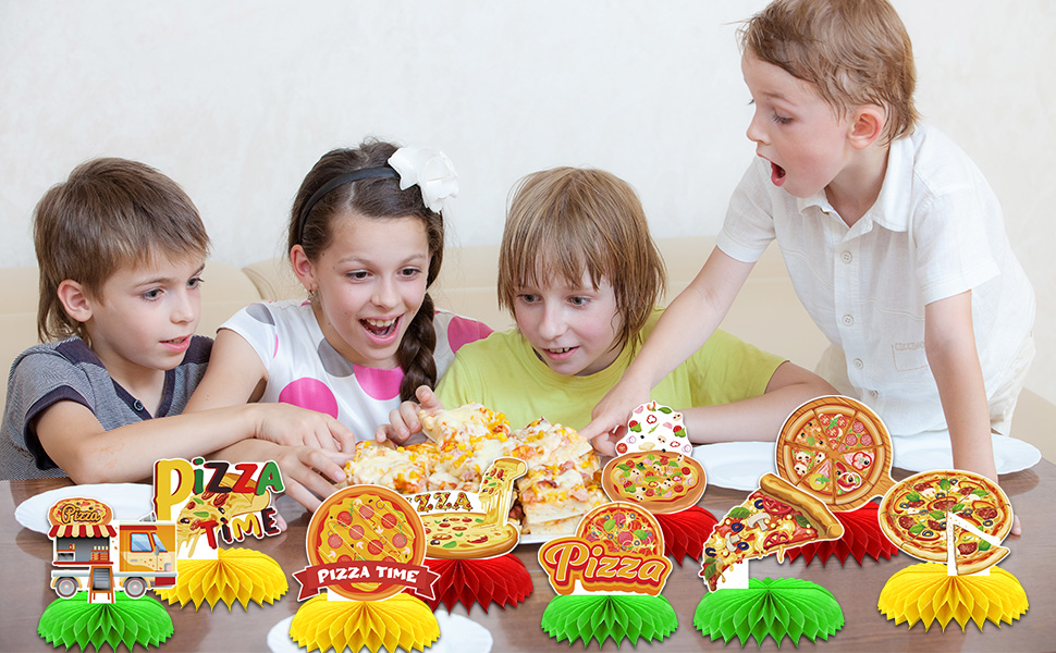 Amazon.com: Coskingland Pizza Party Table Decorations - 9PCS Pizza Honeycomb Centerpiece for ...