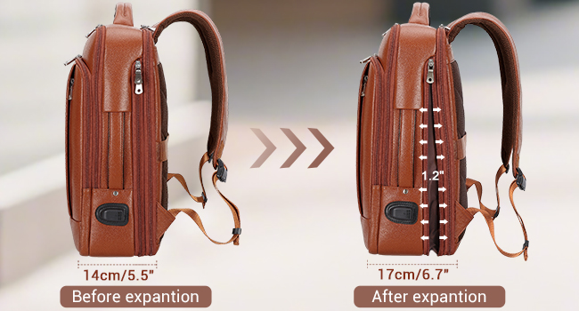 Amazon.com: TIDING Genuine Leather Expandable Backpack for Women, 15.6 Inch Laptop Bag Buiness ...