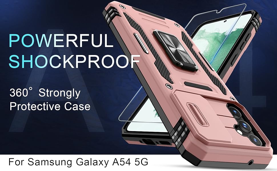 Amazon.com: DEERLAMN Case for Samsung Galaxy A54 5G with Slide Camera Cover+Screen Protector(1 ...