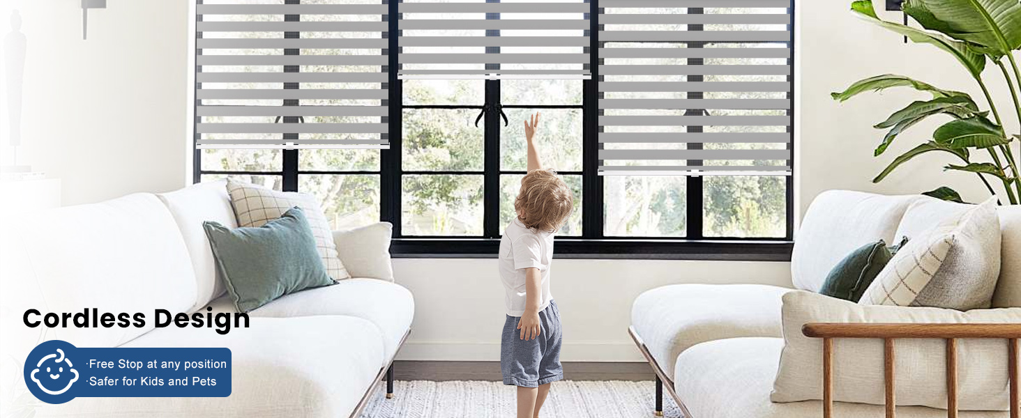 Amazon.com: Grandekor Cordless Zebra Blinds for Windows Free-Stop, Roller Windows Shades with ...