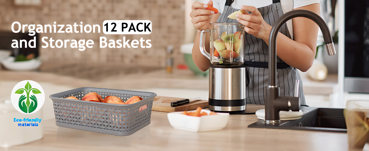 Amazon.com: 12 Pack Plastic Storage Baskets, Small Baskets for ...