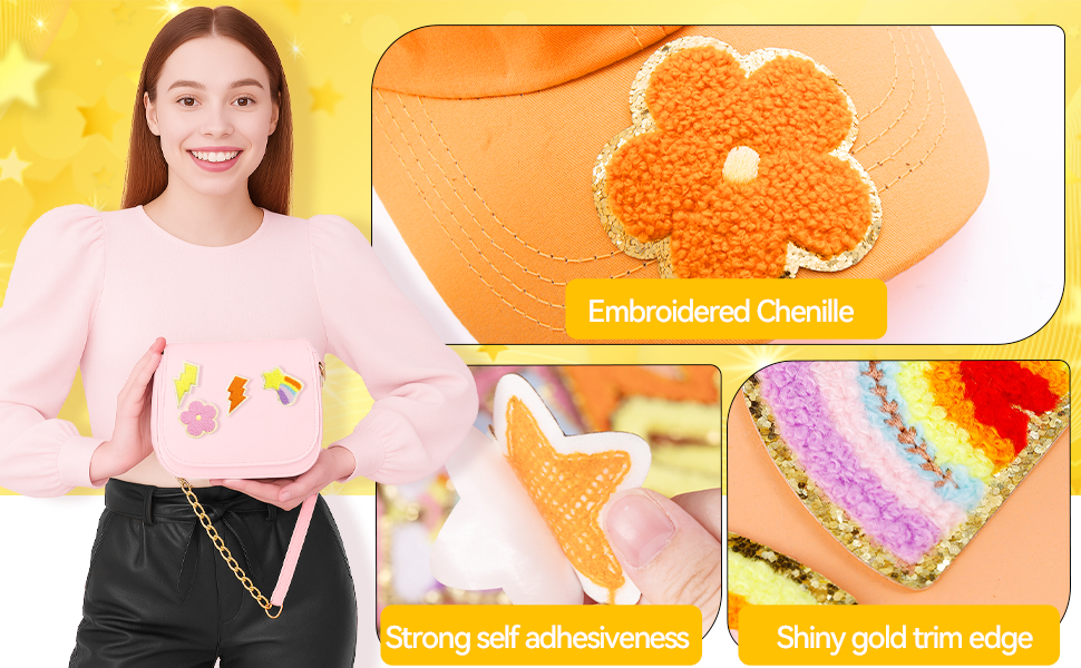 Amazon.com: 50PCS Preppy Cute Chenille Patches Self Adhesive ...