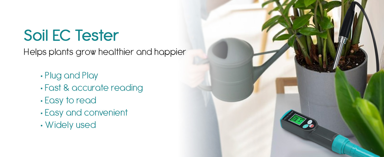 Amazon.com: Digital Soil EC Meter, 2-in-1 EC and Temperature Meter with Corded EC Sensor ...