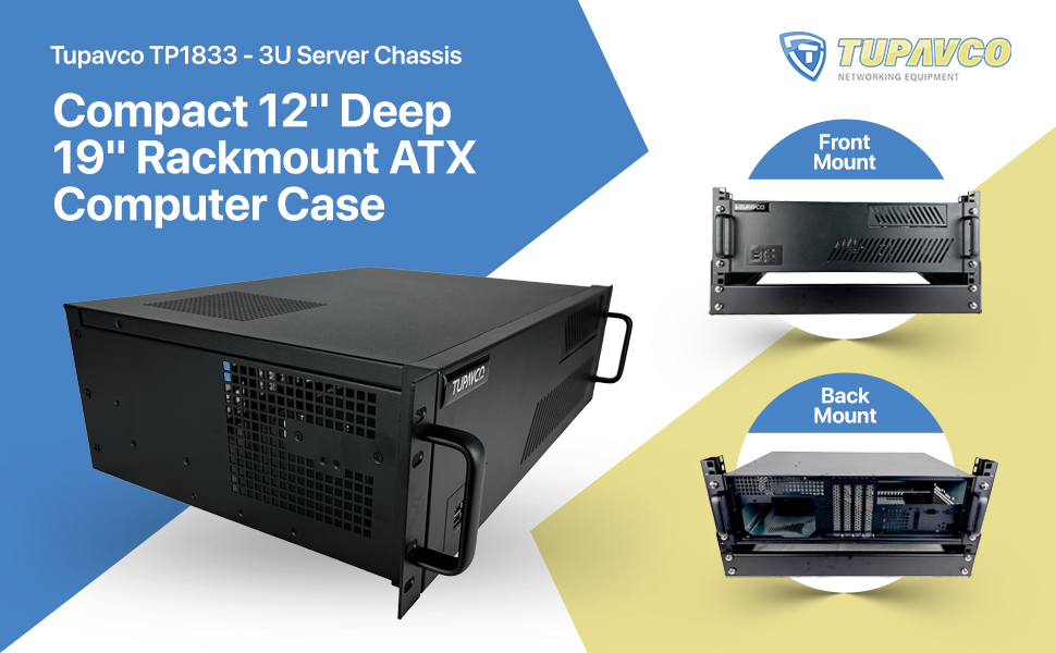 Chasis de servidor 3U – Estuche compacto para computadora ATX de 12 pulgadas de profundidad y 19 ...