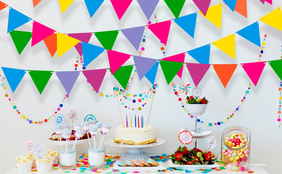 Amazon.com: 4 Pack Triangle Flag 20 Feet Colorful Pennant Banner ...