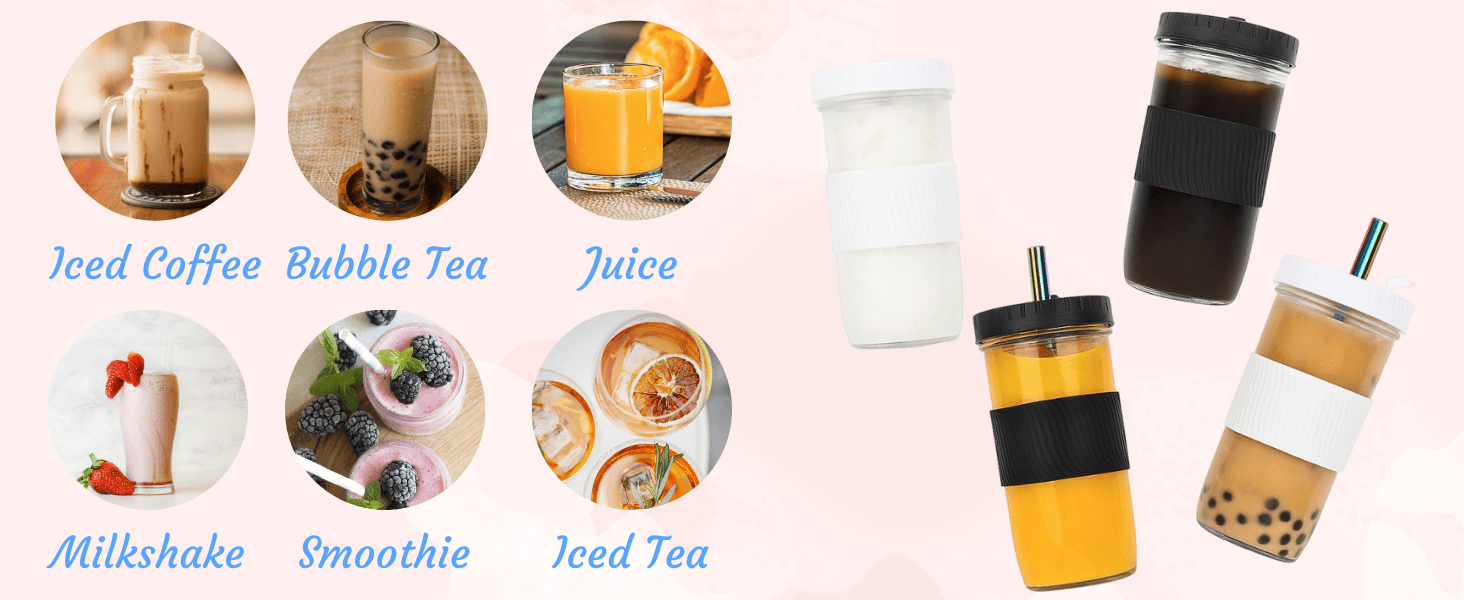 Amazon.com: Youeon 4 Pack 24 Oz Reusable Boba Cups with Lids and Straw, Iced Coffee & Smoothie ...