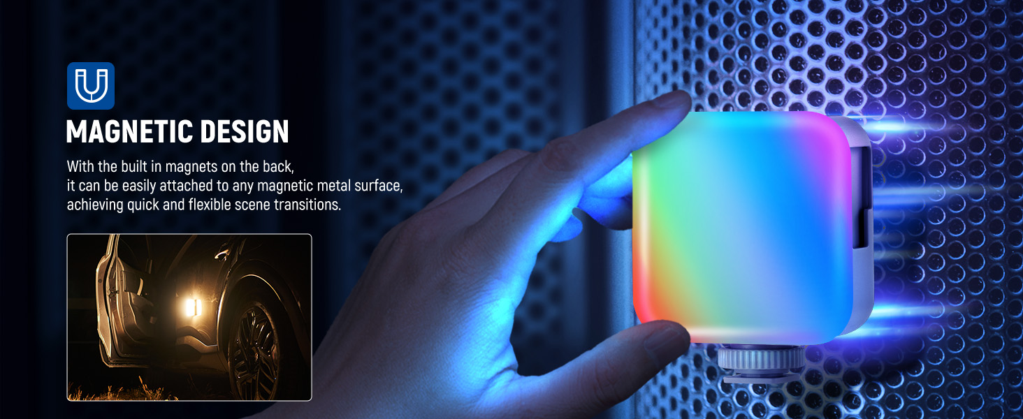 Amazon.com: NEEWER Basic Magnetic RGB Video Light, 360° Full RGB Mini LED Camera Light CRI96 ...