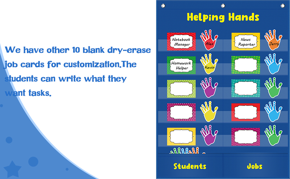 Amazon.com: Helping Hands Pocket Chart Classroom Jobs Chart Classroom ...