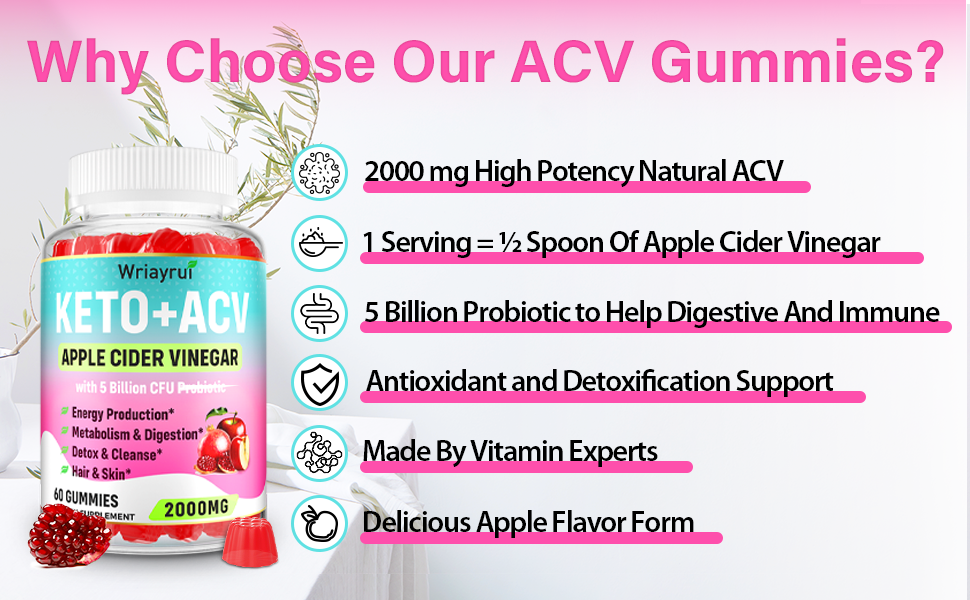 Amazon.com: Apple Cider Vinegar Gummies, Advanced Keto ACV Gummies, ACV Gummies for Detox ...