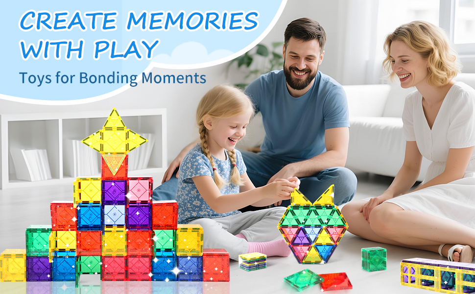 Amazon.com: Mruikeny 100 Pieces Magnetic Tiles for Kids Ages 4-8, Glitter Magnetic Building ...