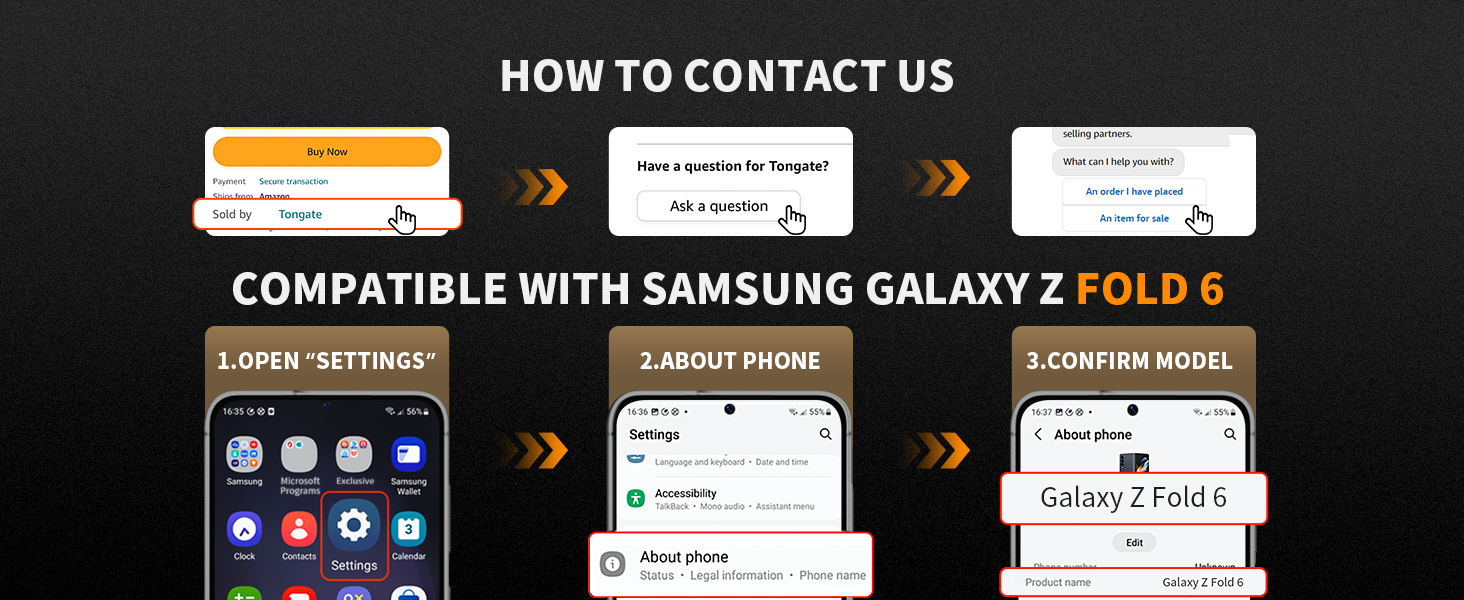 Amazon.com: TONGATE for Z Fold 6 Case with Ring Stand, Built-in S Pen Holder & Glass Screen ...