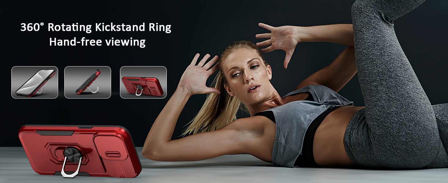 Amazon.com: ADDIT iPhone 15 Pro Max Case with Slide Camera Cover and Stand Ring, Support Magnet ...