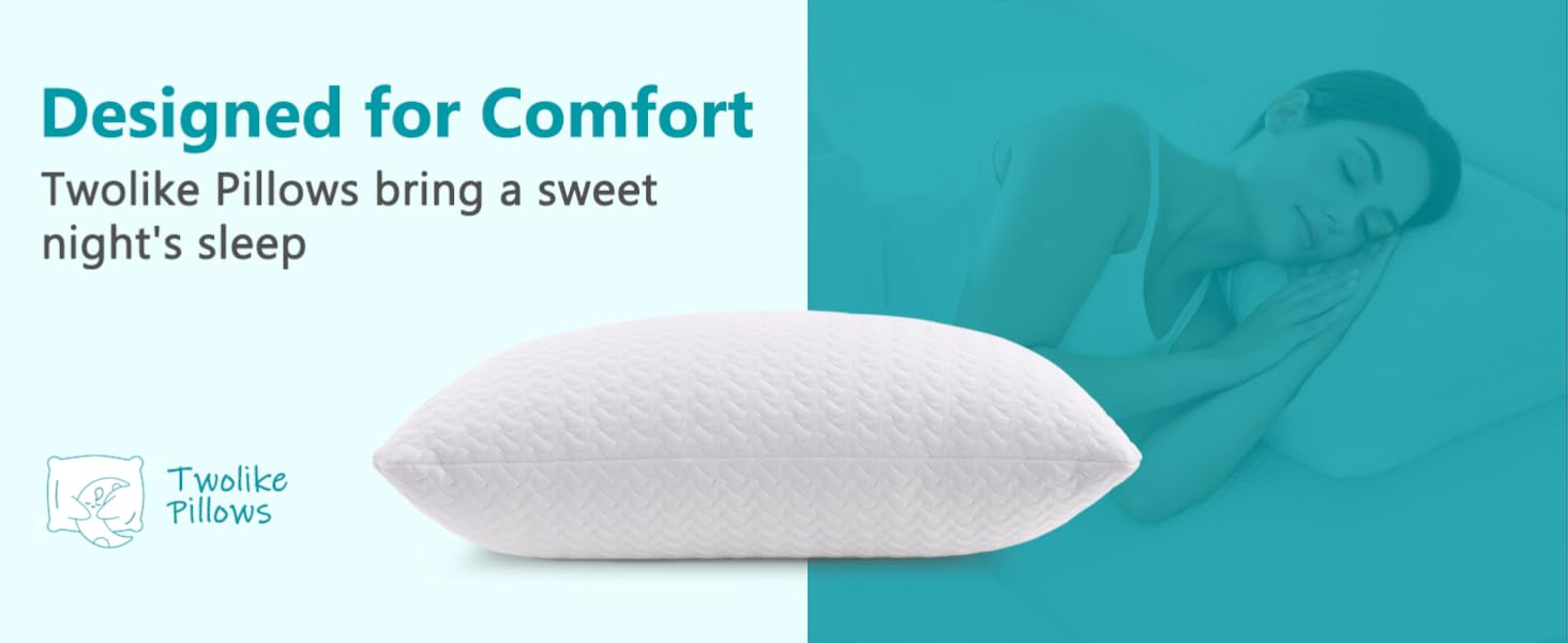 Amazon.com: Twolike Shredded Memory Foam Pillows Cooling Bed Pillows 2 Pack, Pillows Standard ...