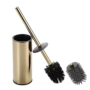 BGL Brosse de Toilette et Support, Brosse de Toilette dorée en Acier Inoxydable 304, Ensemble de ...