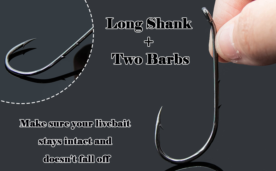 Amazon.com : Natufish Baitholder Fishing Hooks 50Pcs Bait Holder Hooks Offset/Double Barbed/Long ...