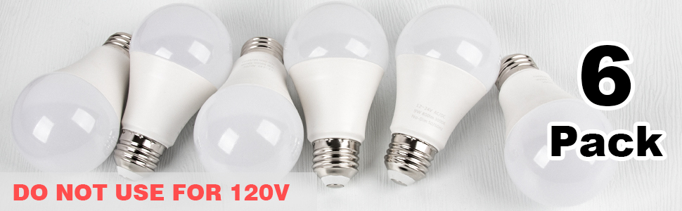 KEIVO 12V LED Light Bulb, 60W Equivalent, AC/DC 12-24 Low Voltage Bulb, Warm White 3000K, A19 9 ...