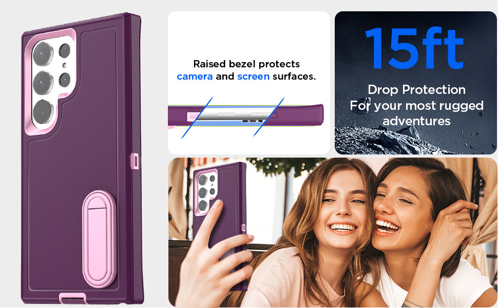 Amazon.com: AICase for Samsung Galaxy S24 Ultra Case Built-in Stand with Glass Screen Protector ...