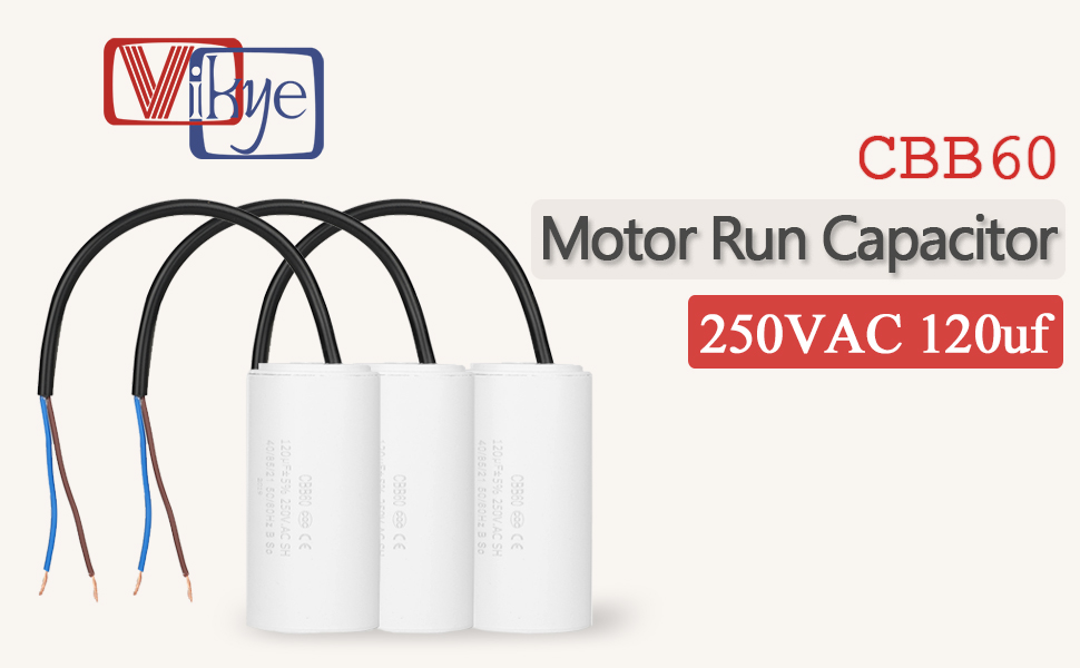 Amazon.com: Vikye CBB60 Run Capacitor 250V AC 120uF 50/60Hz with Wire Run Round Capacitor for ...