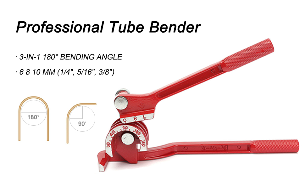 Tube Bender, Manual 3 In 1 180 Degree Tubing Pipe Bender Tool for 1/4in 5/16in 3/8in Copper ...