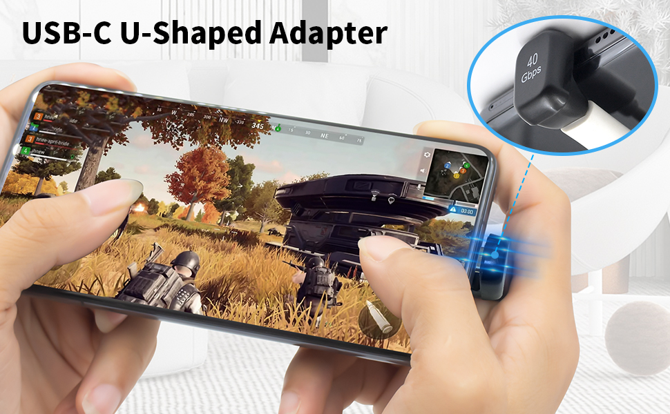 Amazon.co.jp: Duttek 40Gbps USB C U字型アダプター 100W 2個パック 180度角度付き USB Type C オスメス 延長コネクター USB Type ...