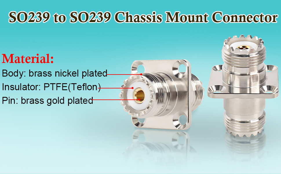 Amazon.com: XRDS - RF SO239 Chassis Mount Connector 2-Pack, SO239 UHF Female to Female 4 Hole ...