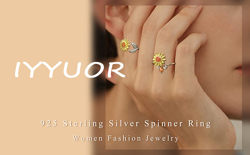 IYYUOR 5 Piezas Anillo,S925 Anillo Ajustable de Ansiedad para Mujeres, Artículos para Aliviar la ...