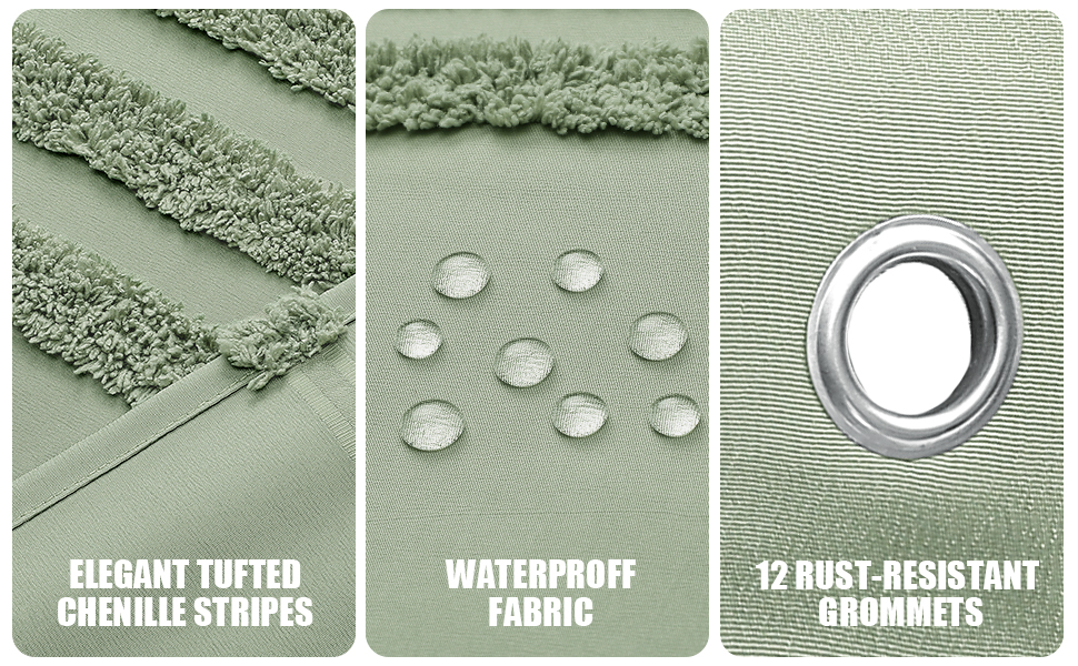 Amazon.com: Dynamene 78 Inch Long Shower Curtain, Textured Tufted Chenille Striped Tall Fabric ...