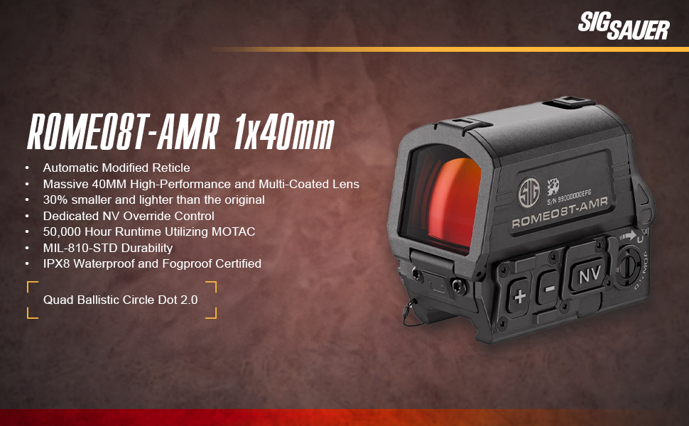 Amazon.com : SIG SAUER ROMEO8T-AMR Red Dot Sight SOR8T101 | 1x40mm QBCD 2.0 MSAR Reticle | Ultra ...