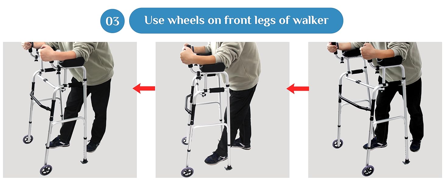 Amazon.com: Stand Up Walkers for Seniors with 2 Wheels, 8 Height-Adjustable, Platform Walker ...