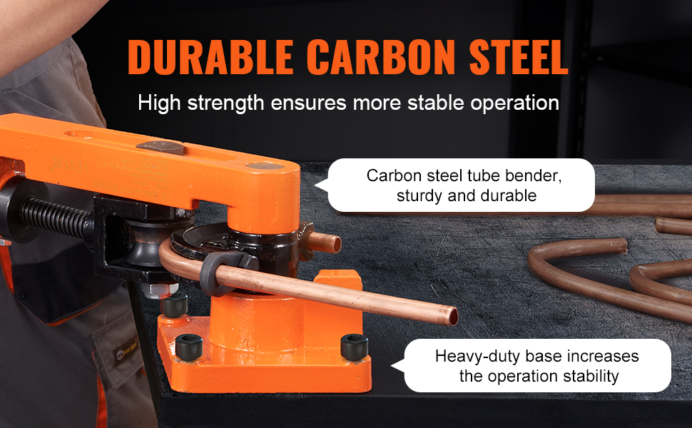VEVOR Pipe Tube Bender, 3/8" to 1" OD Manual Pipe Tube Bender with 7 Bending Dies, 180° Copper ...