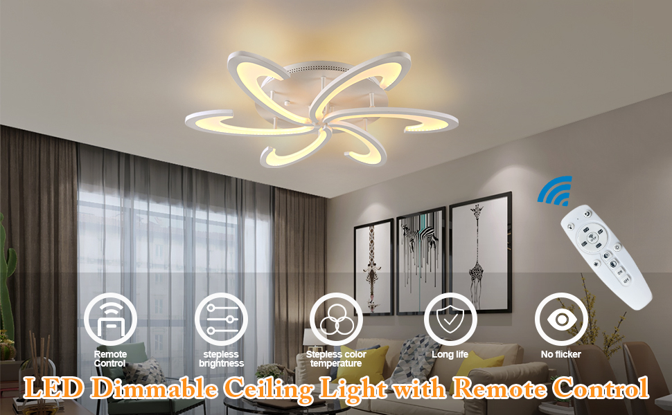 GreeLustr LED Ceiling Lights with Remote Control, Geometric Design ...