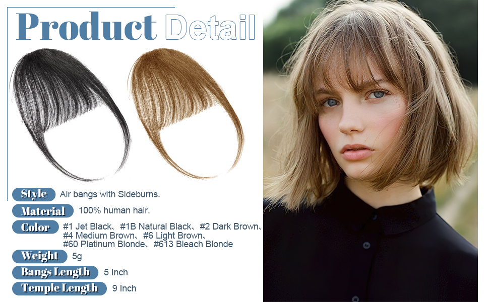 Amazon.com: SEGO Flequillo de cabello humano real, flequillo fino con clip con flequillo de aire ...