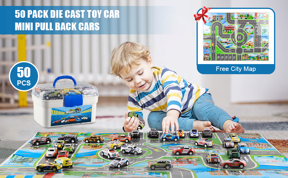 Amazon.com: Mostop Kids Toy Mini Cars - 50 PCS Die Cast Pull Back Cars Toy Bulk, Vehicle Set for ...